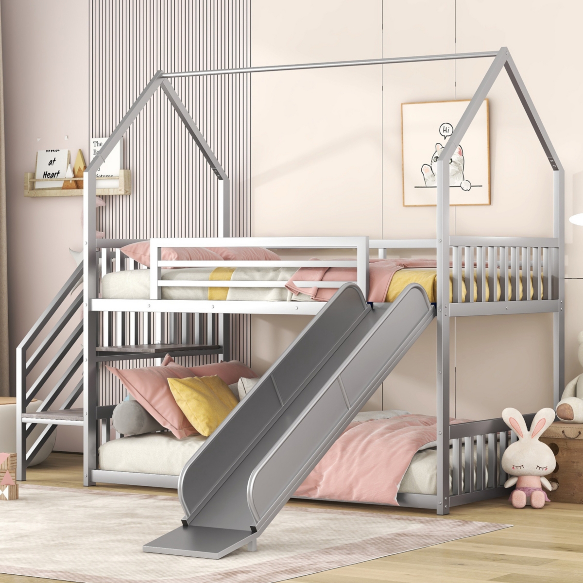 Click here for Simplie Fun Twin Size Metal Bunk Bed House Bed Wit... prices