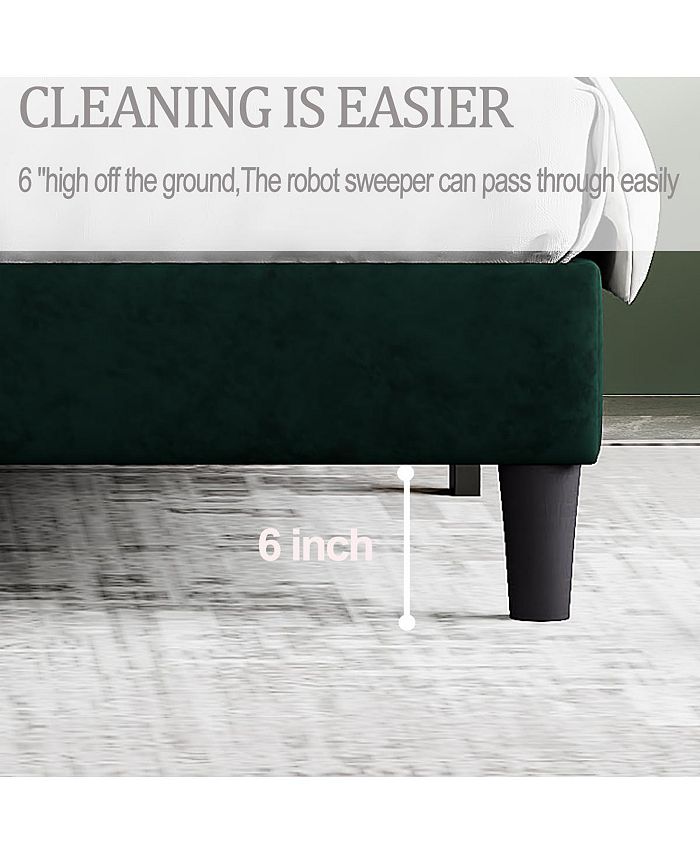 Simplie Fun Sturdy Queen Bed Frame with Headboard, Green - Macy's