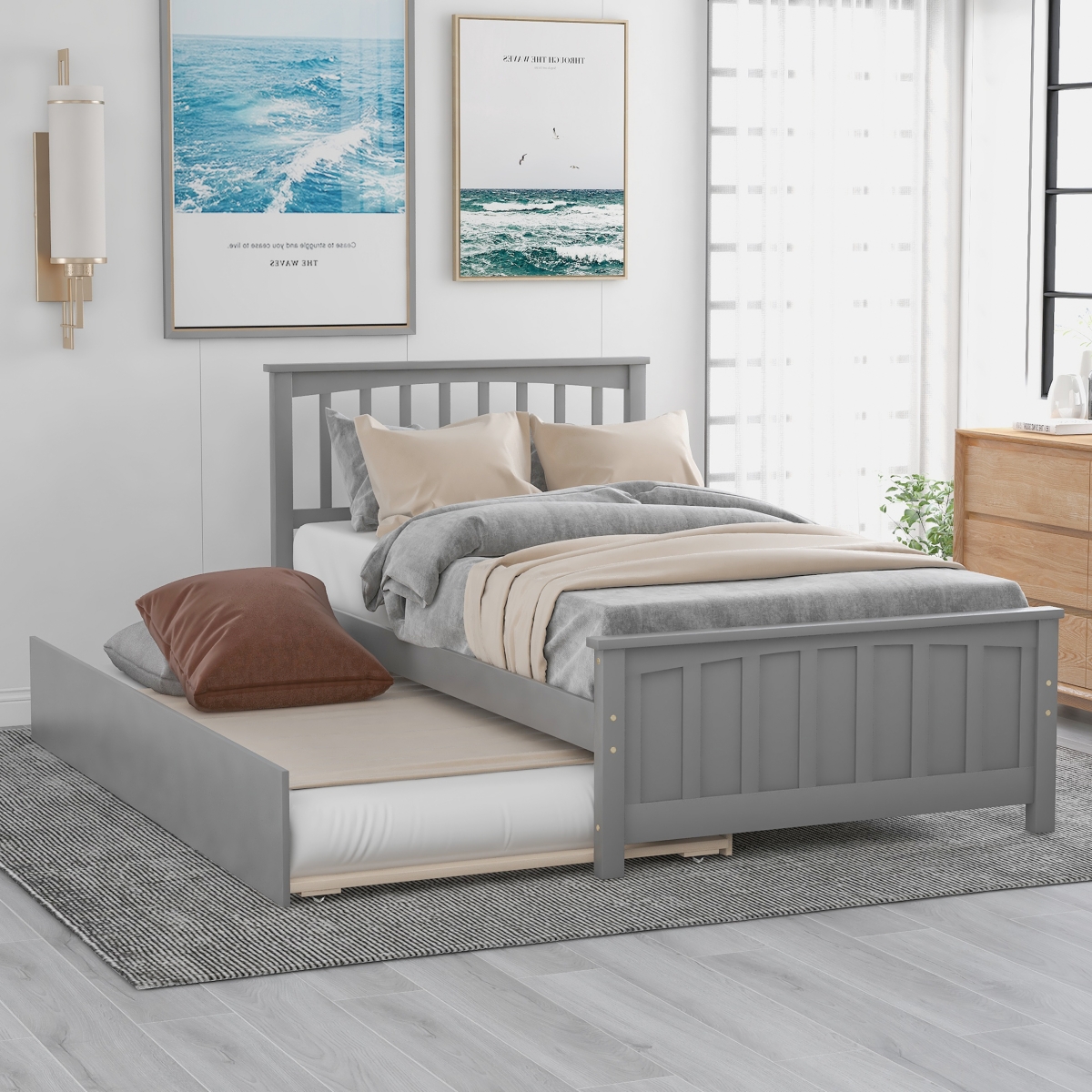 Click here for Streamdale Twin Size Platform Bed With Trundle - G... prices