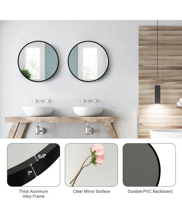 Slickblue 16-inch Round Wall Mirror with Aluminum Alloy Frame - Macy's