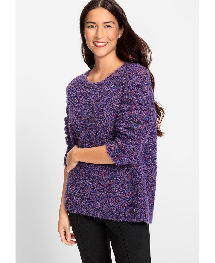 Olsen Women's Long Sleeve Boucle Yarn Sweater - Macy's