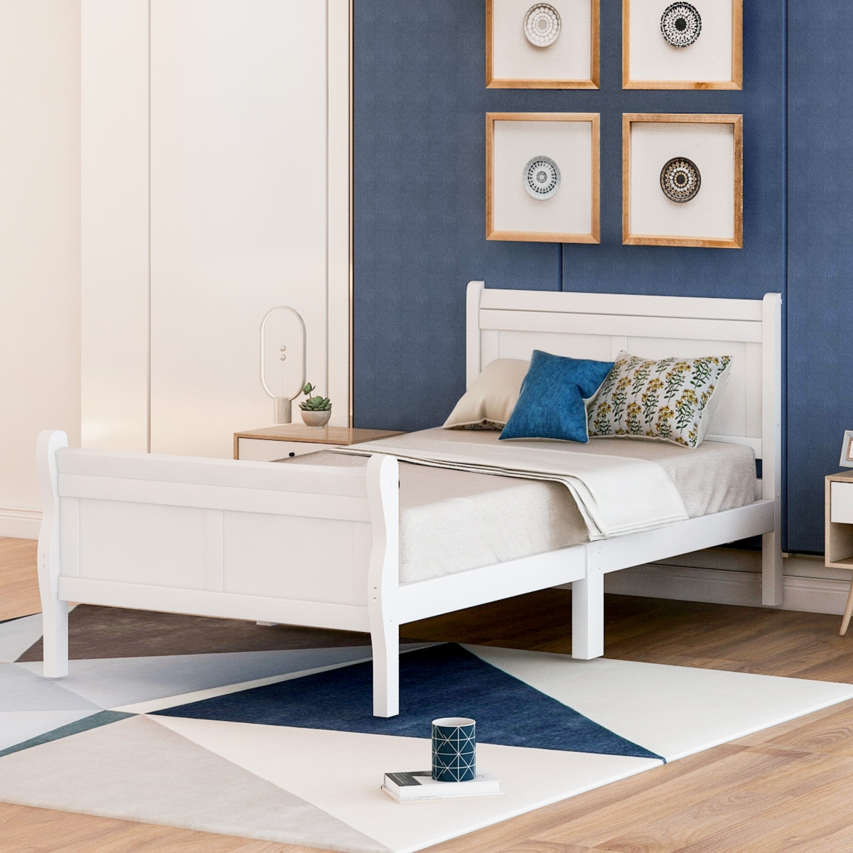 Click here for Streamdale Twin Platform Wood Sleigh Bed Frame wit... prices