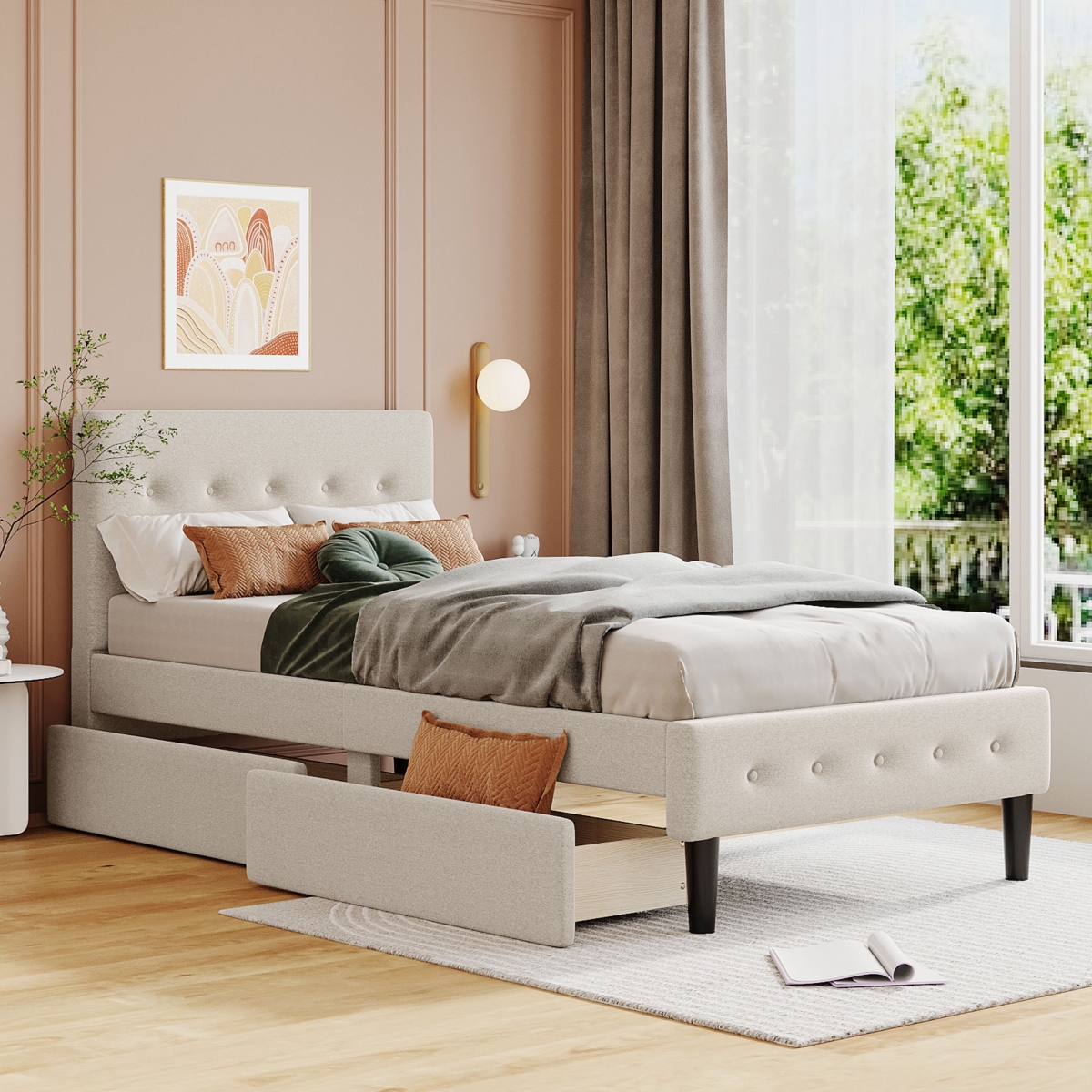 Click here for Streamdale Twin Size Upholstered Platform Bed With... prices
