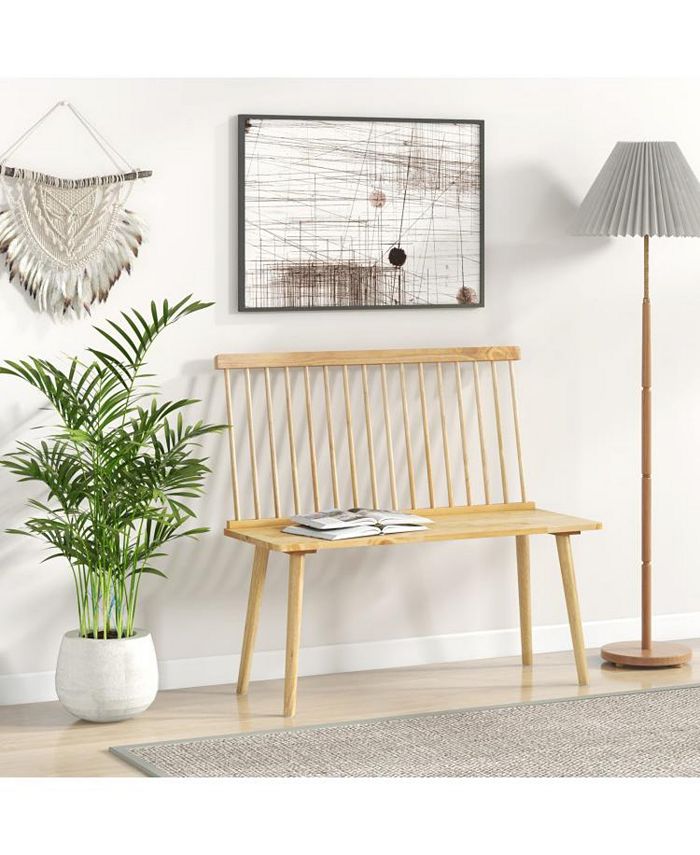 Slickblue Entryway Bench for 2 with Spindle Back for Kitchen Dining ...