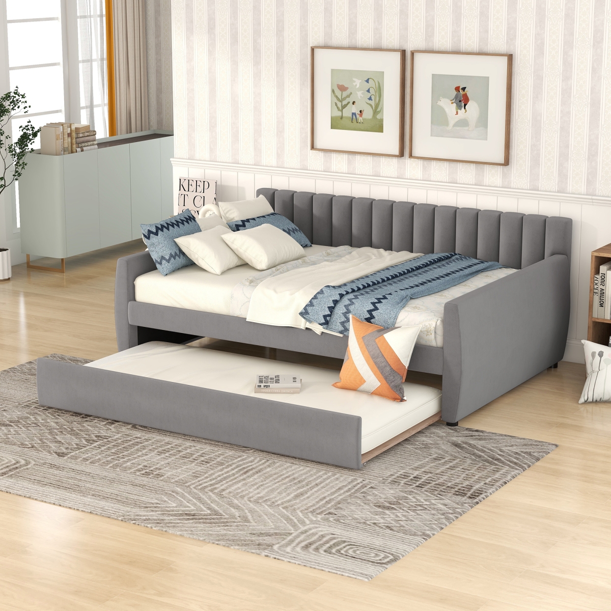 Click here for Simplie Fun Full Size Upholstered Daybed With Trun... prices