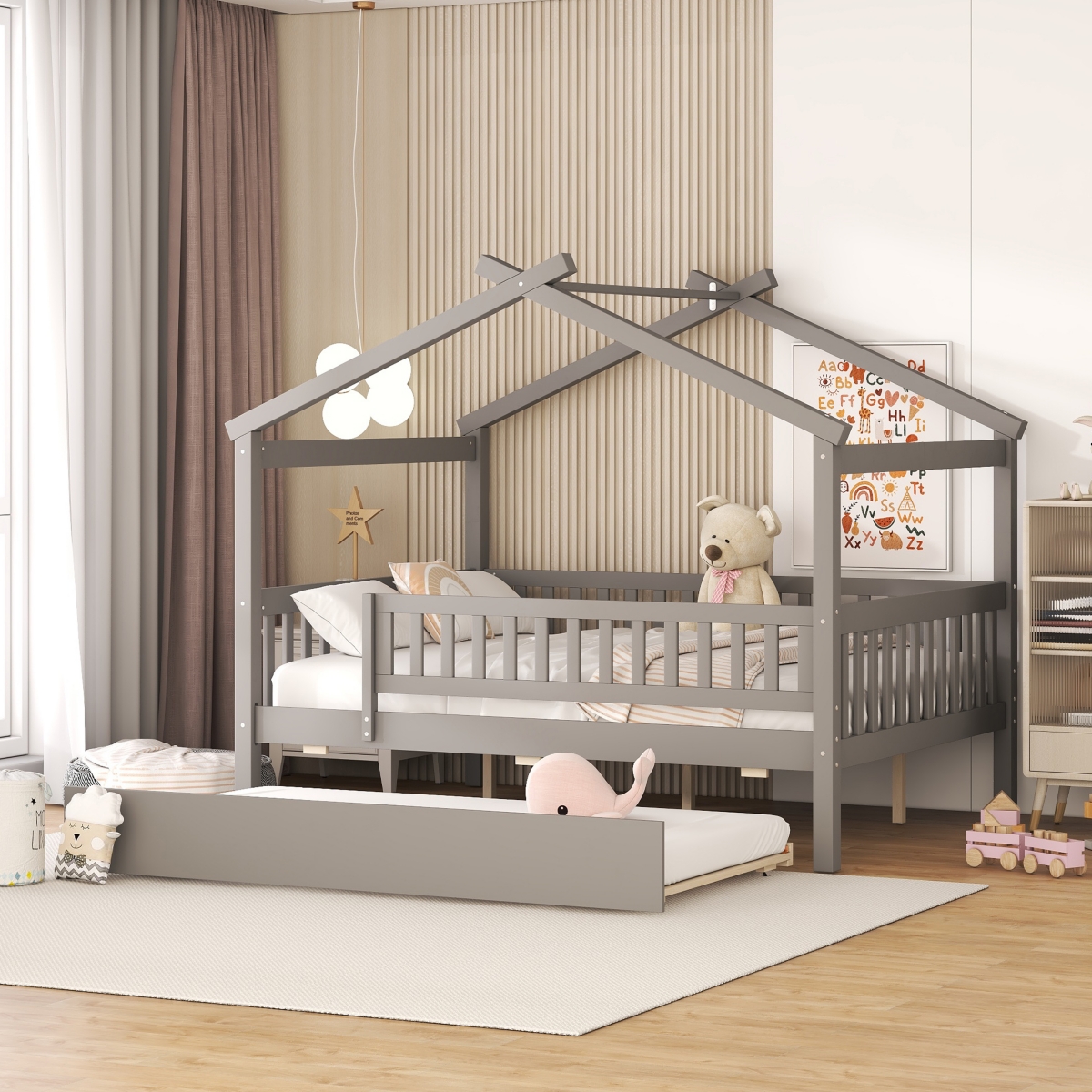Click here for Streamdale Full Size Wooden House Bed With Twin Si... prices