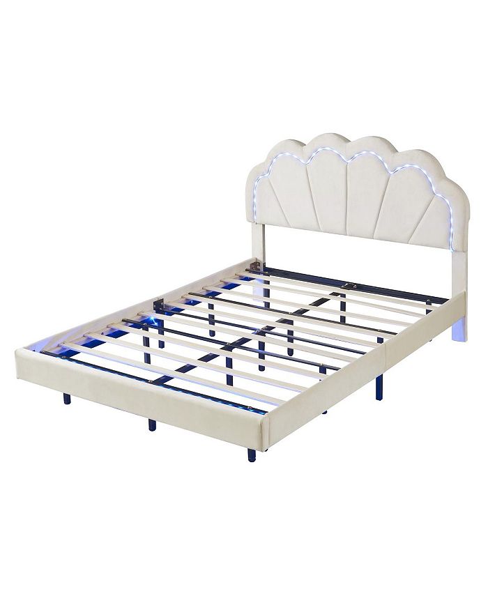 Simplie Fun Smart LED Platform Bed with Elegant Flowers Headboard - Macy's
