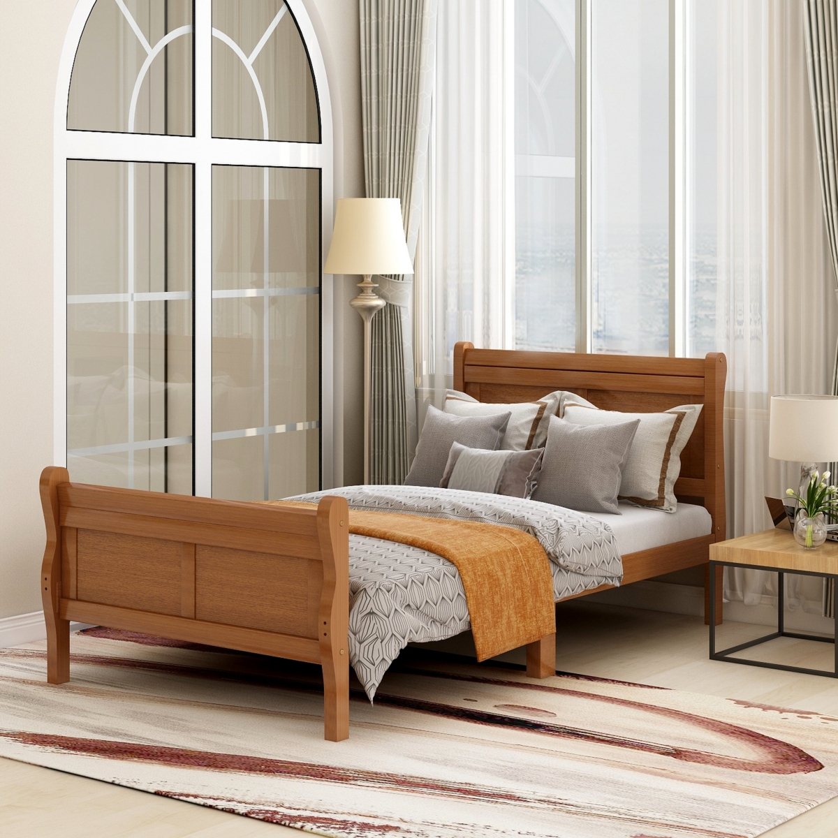 Click here for Streamdale Twin Platform Wood Sleigh Bed Frame wit... prices