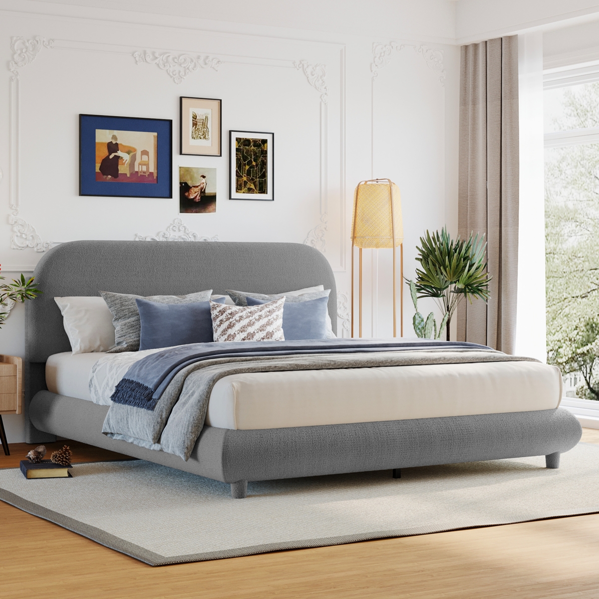 Click here for Teddy Fleece Platform Bed - Queen - Gray prices
