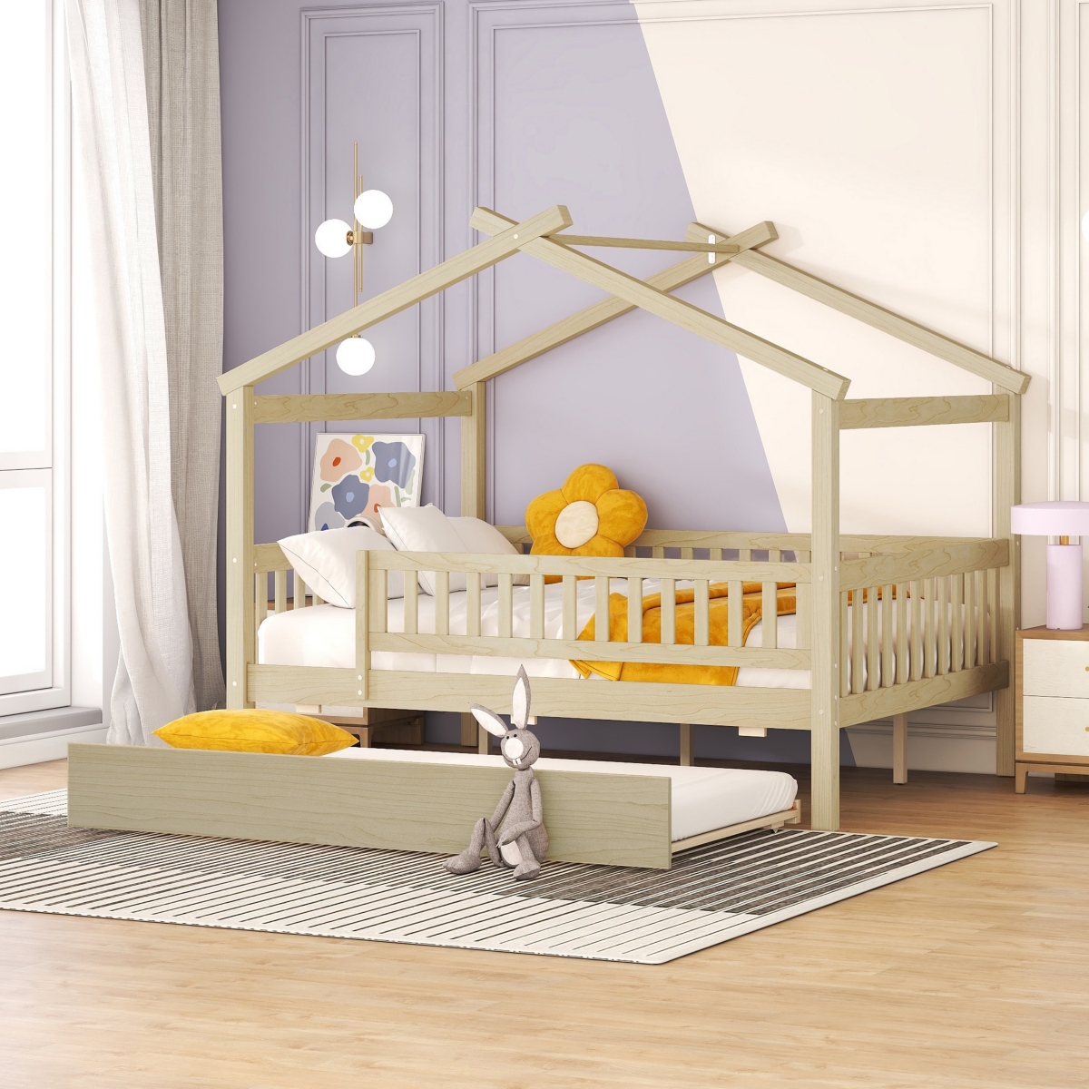 Click here for Streamdale Full Size Wooden House Bed With Twin Si... prices