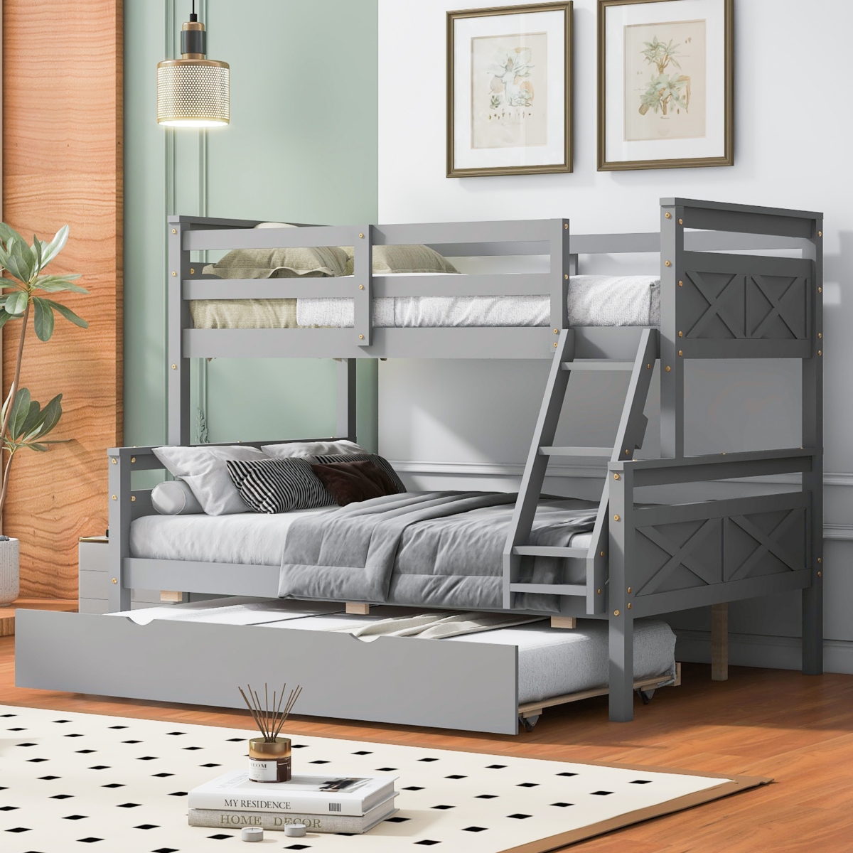 Click here for Streamdale Twin/Full Bunk Bed  Trundle  Safety Rai... prices
