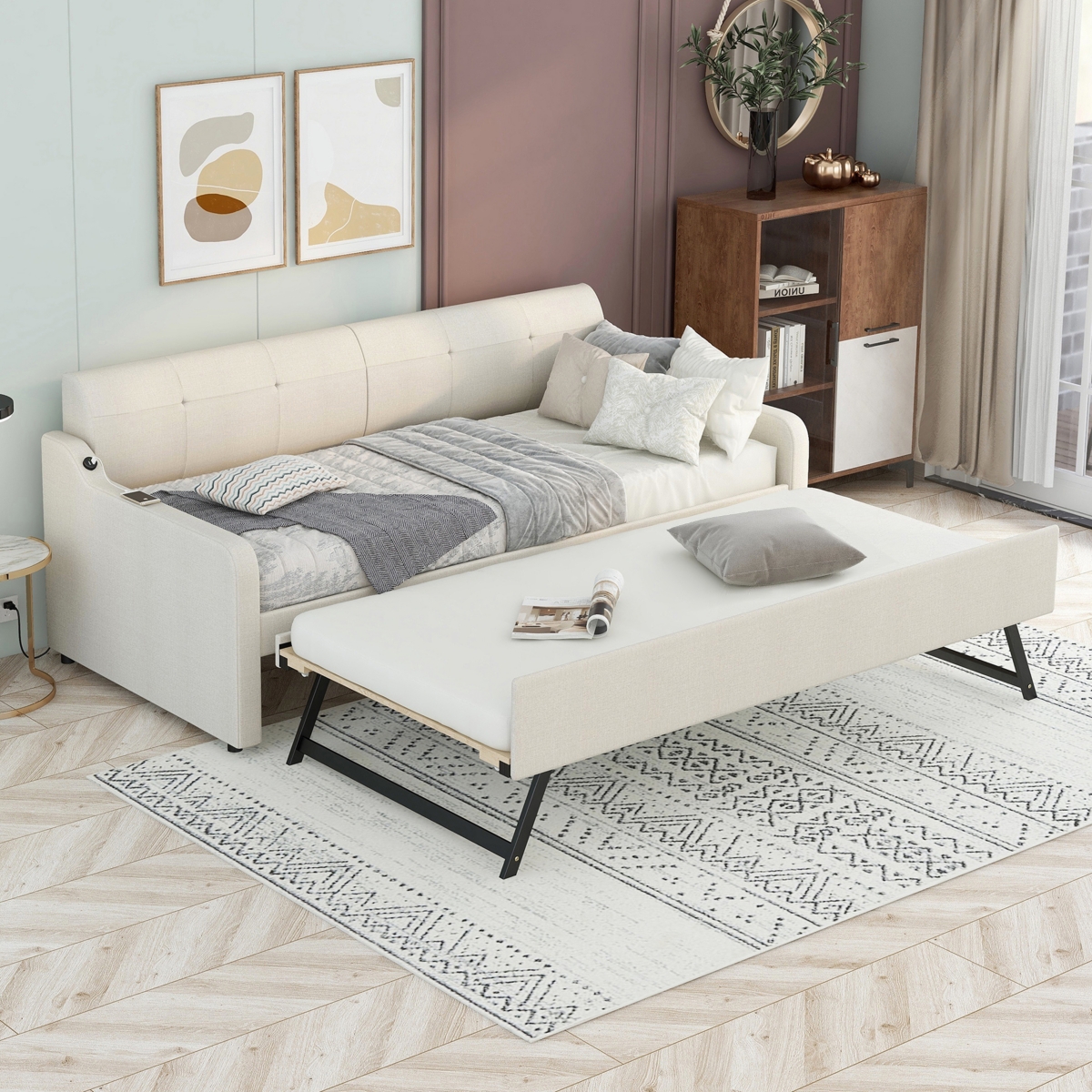 Click here for Streamdale Twin Upholstery Daybed with Trundle and... prices