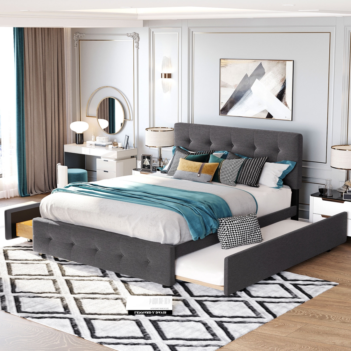 Click here for Streamdale Queen Upholstered Bed with 2 Drawers an... prices