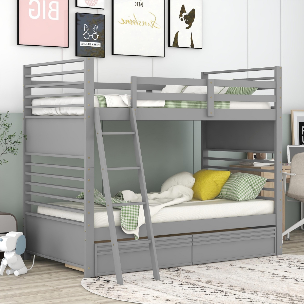Click here for Streamdale Twin Over Twin Wood Bunk Bed With Two D... prices