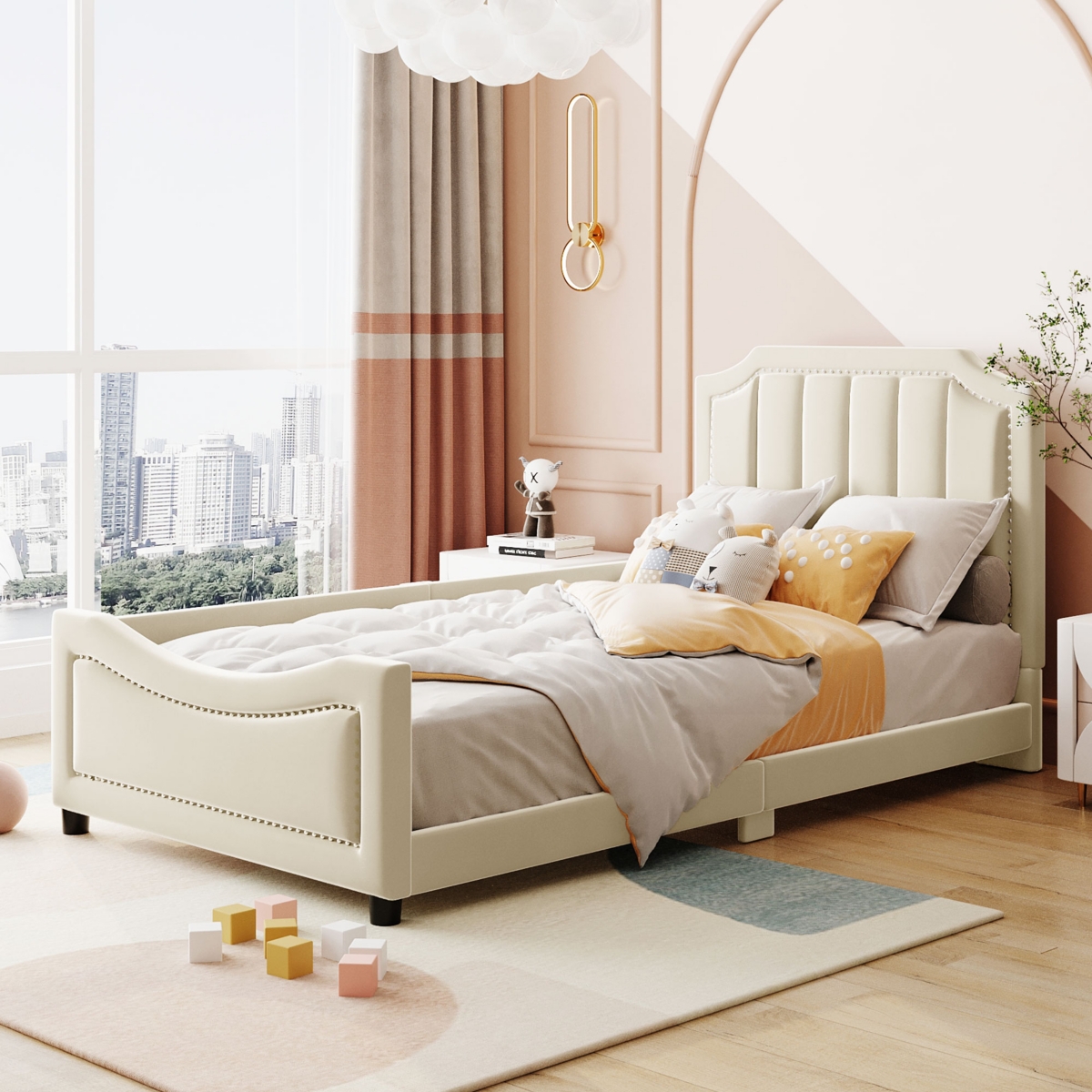 Click here for Streamdale Gray Striped Upholstered Twin Daybed -... prices