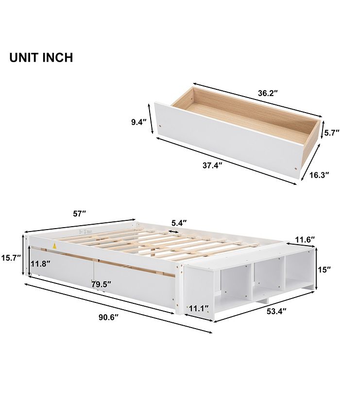 Simplie Fun Full Size Bed With Storage Case, 2 Storage Drawers ...