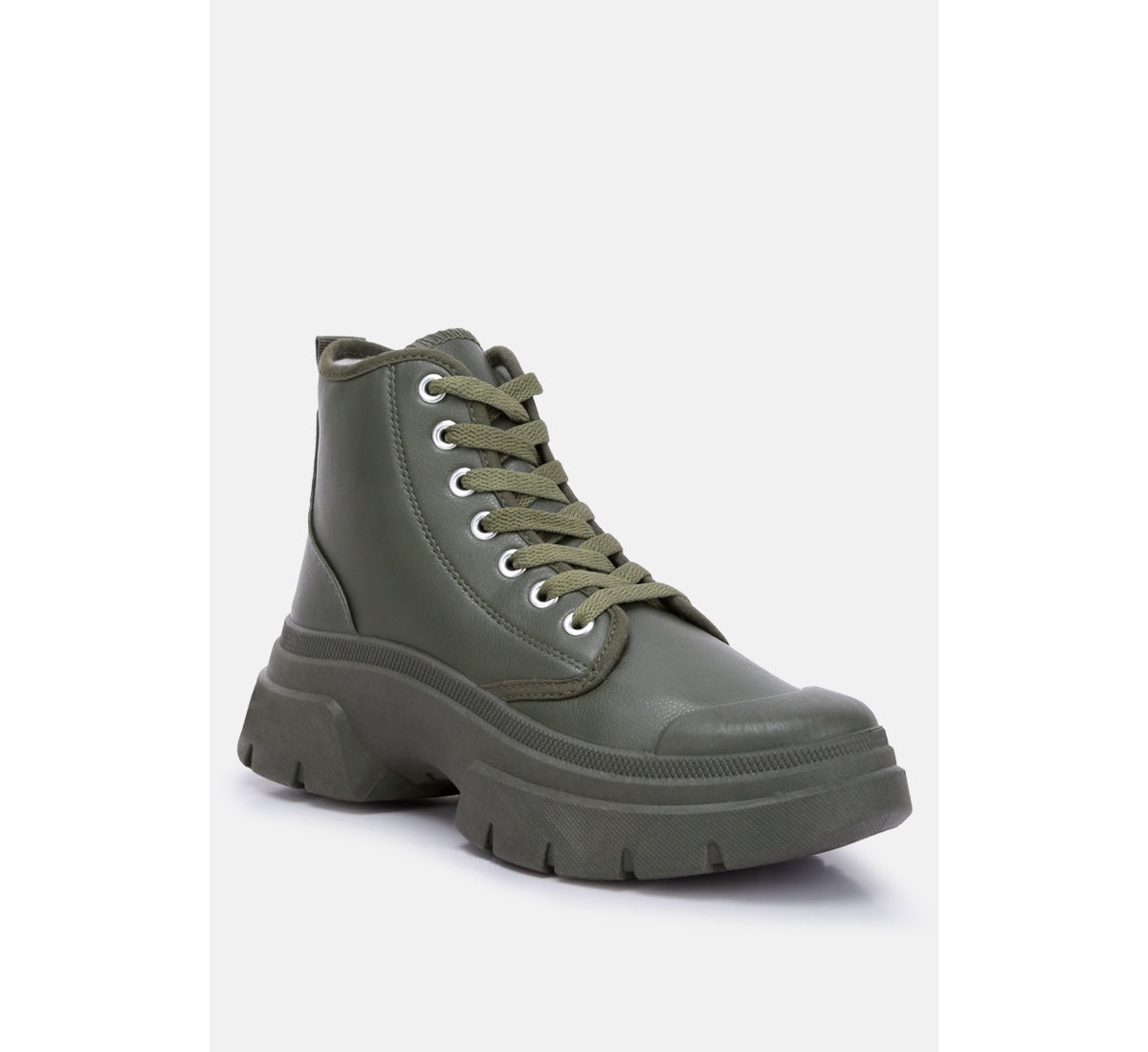 Click here for Roxane chunky lace up boots - Khaki faux leather prices