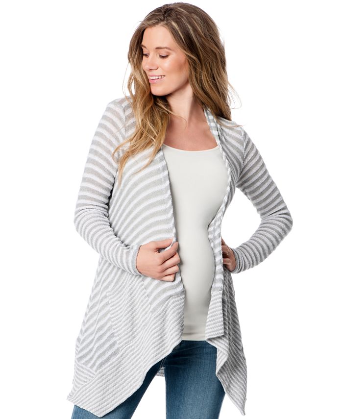 Motherhood Maternity Striped Draped Cardigan - Macy's