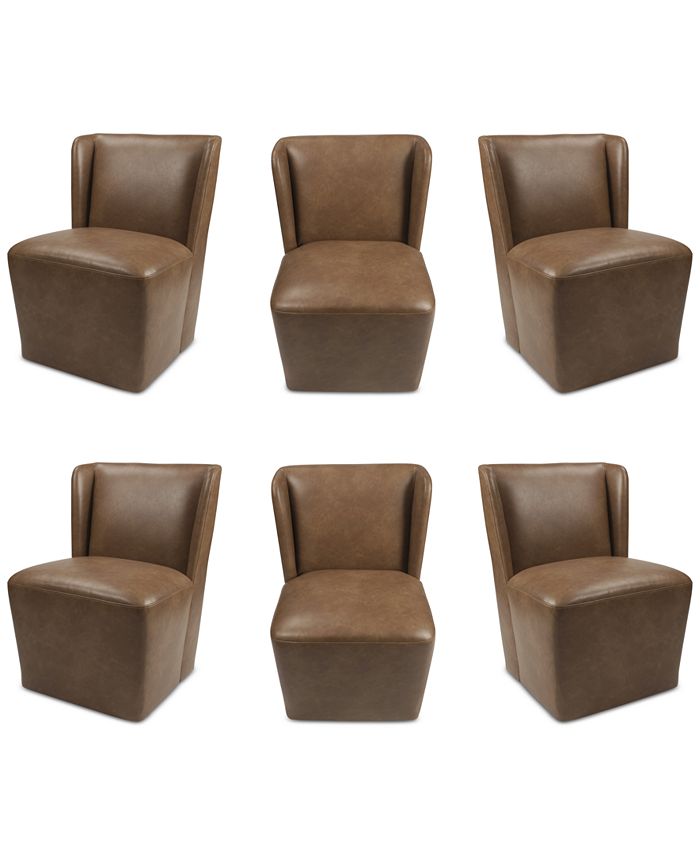 Furniture Seham 6-Pc. Faux Leather Dining Chair Set, Created for Macy's - Macy's