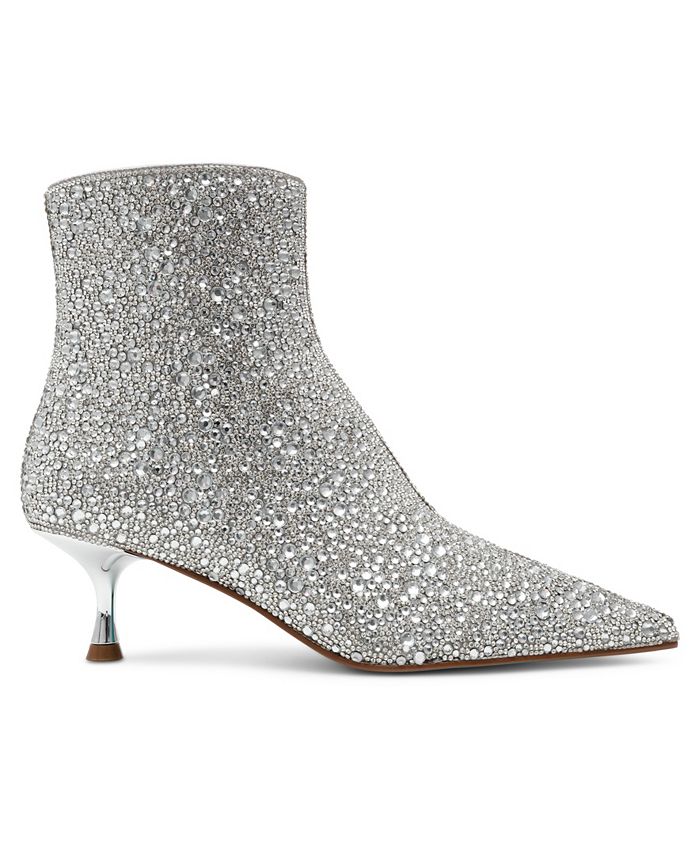 Betsey Johnson Women's Ash Rhinestone Kitten Heel Booties - Macy's
