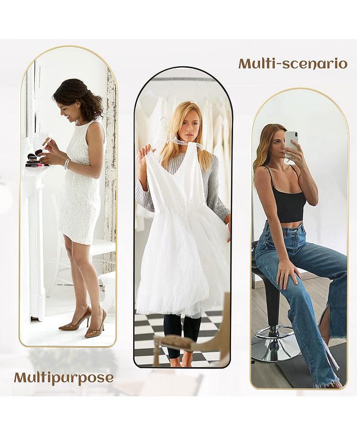 HOMLUX 64"x21" Arched Full-Length Mirror with Black Aluminum Alloy ...