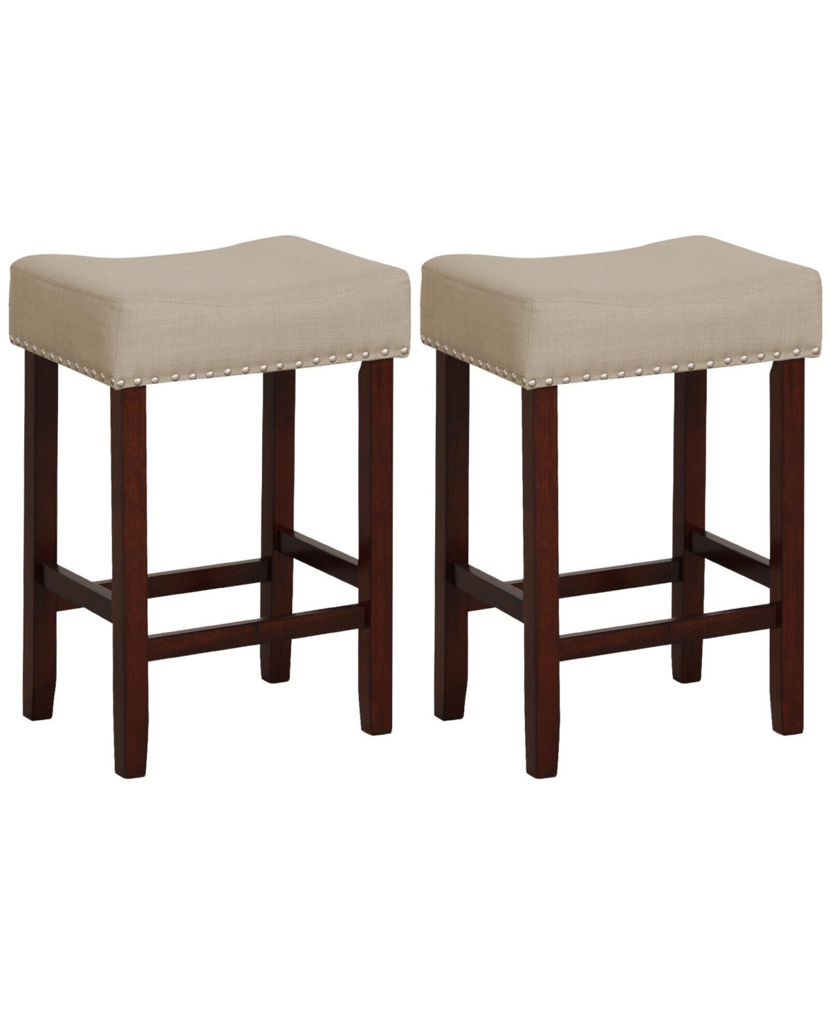 Click here for Set of 2 24 Inch Bar Stool with Curved Seat Cushio... prices