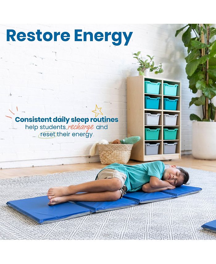 ECR4Kids Everyday Folding Rest Mat, 4-Section, 1in, Blue/Grey, 5-Pack ...