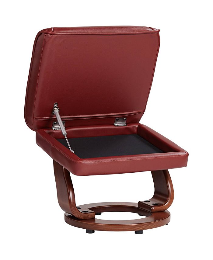 BenchMaster Kyle Ruby Red Swivel Faux Leather with Ottoman Recliner ...