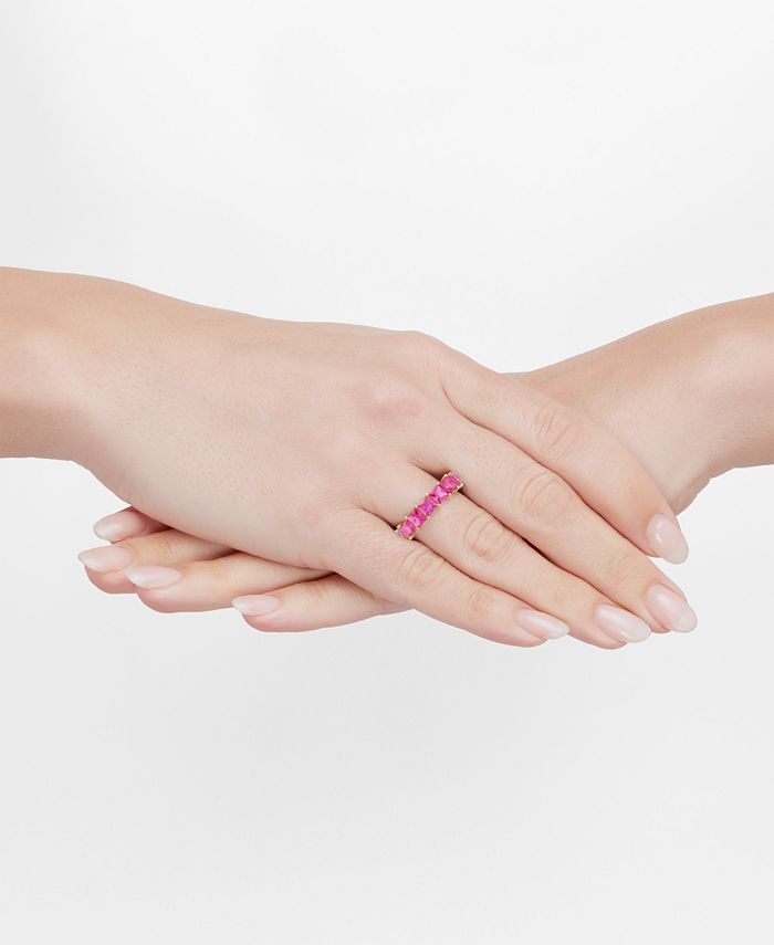 Macy's Lab-Grown Ruby Princess-Cut Seven Stone Band (2-7/8 ct. t.w.) in ...