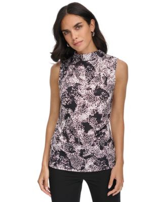 Calvin Klein Women's Mock-Neck Sleeveless Blouse - Macy's