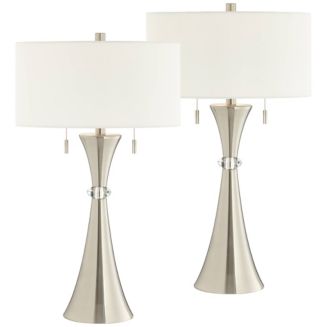 360 Lighting Rachel Modern Table Lamps 28" Tall Set of 2 Concave Column ...