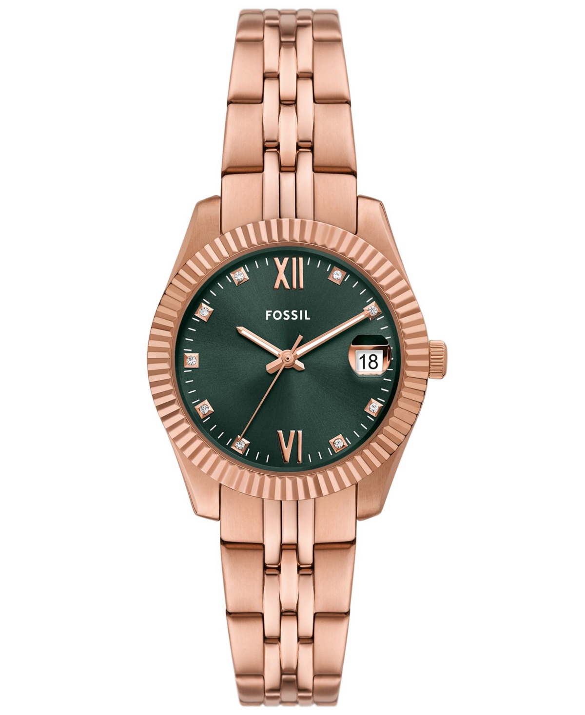 Fossil Women's Scarlette Three-Hand Date Rose Gold-Tone Stainless Steel ...