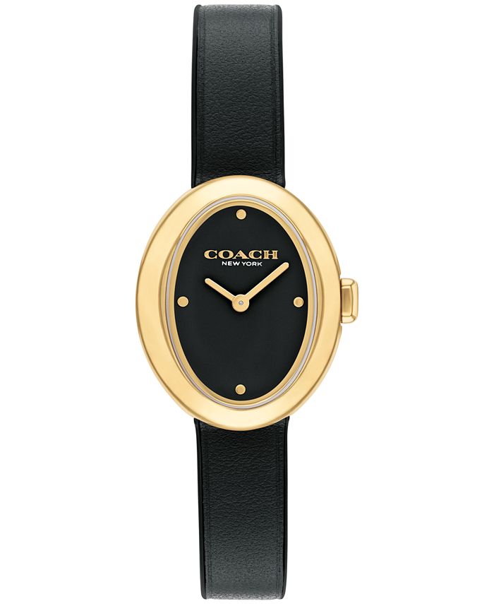 COACH Women's Sammy Black Leather Watch 22.5mm - Macy's