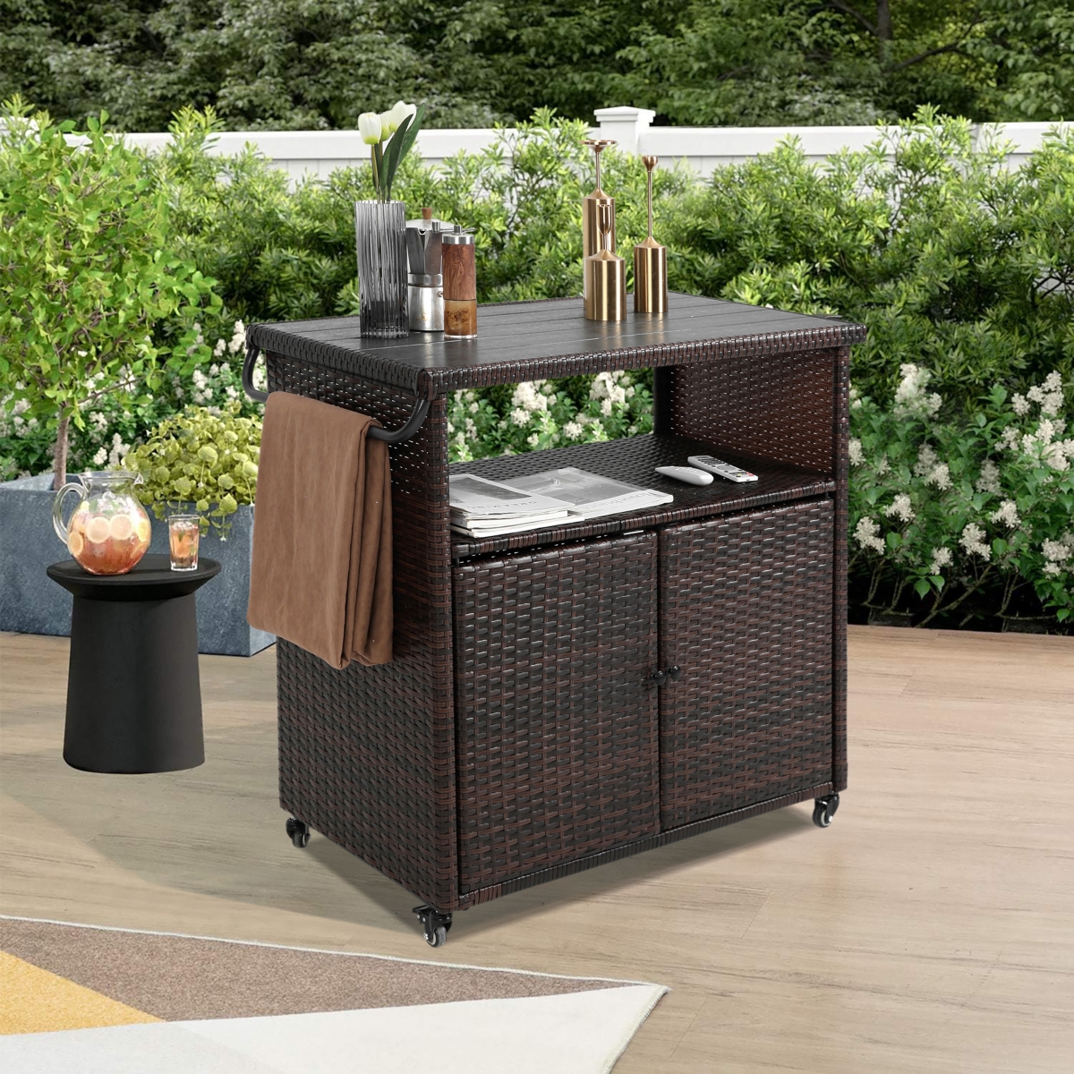 Click here for Streamdale Furniture Outdoor Wicker Bar Cart with... prices