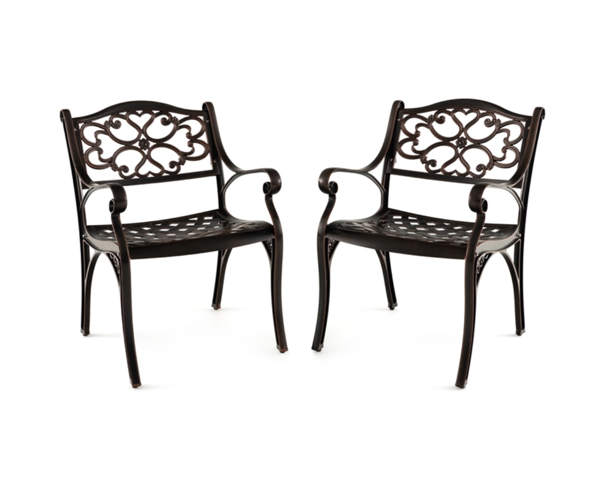 Click here for Cast Aluminum Dining Chairs Set of 2 with Patio Ch... prices