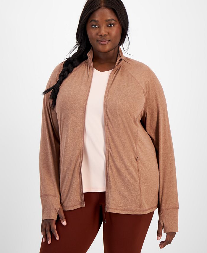 ID Ideology Plus Size Zip-Front Long Sleeve Jacket, Created for Macy's ...