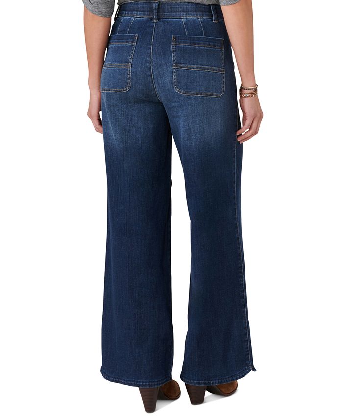 Democracy Petite "Ab"solution Sky Rise Wide-Leg Jeans - Macy's