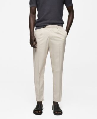 Mango Men's Slim-Fit Cotton Pleated Pants - Macy's