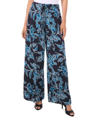 CeCe Women's Printed Side-Overlap Tie-Waist Pants - Macy's