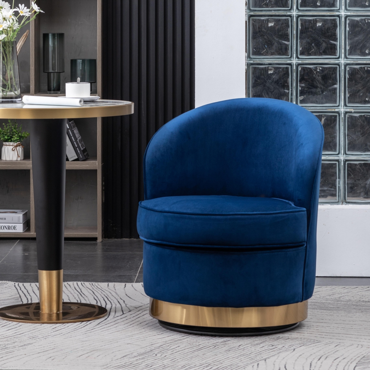 Click here for Streamdale Contemporary Velvet Swivel Chair  Blue... prices
