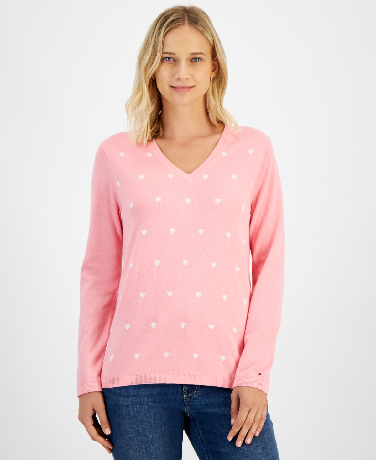 Click here for Tommy Hilfiger Womens Cotton Heart V-Neck Sweater... prices