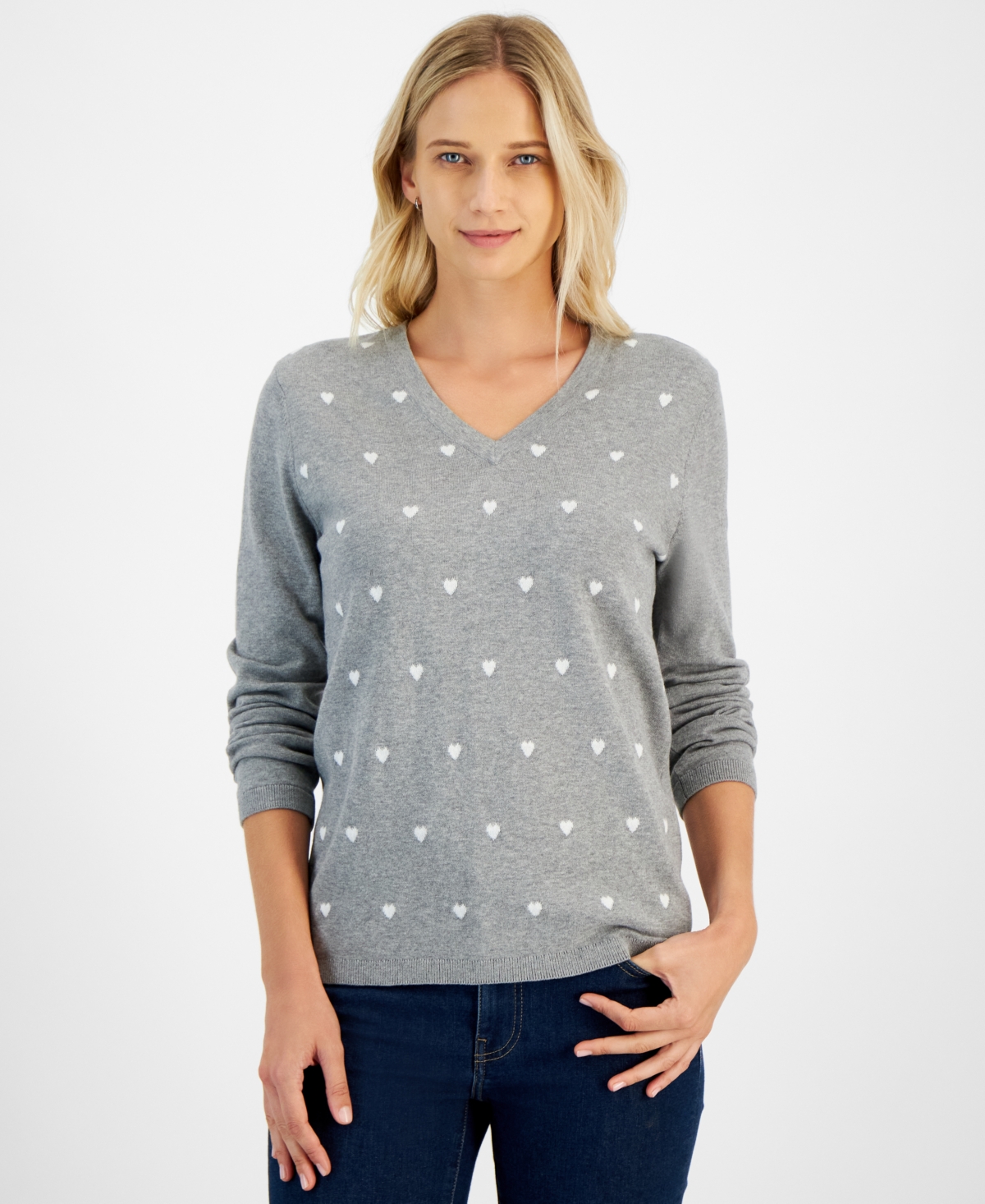 Click here for Tommy Hilfiger Womens Cotton Heart V-Neck Sweater... prices