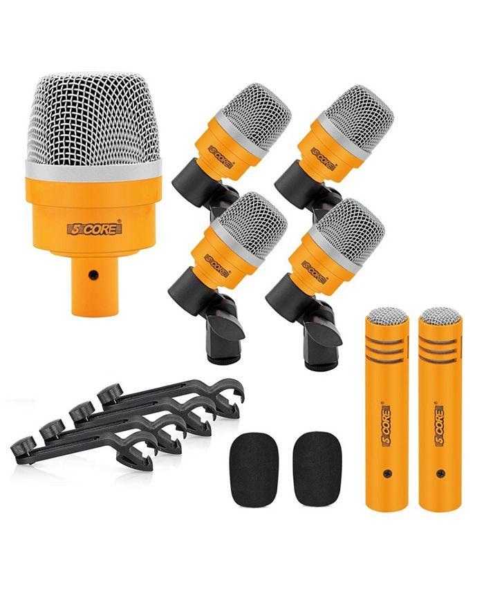 5 Core 7 Piece Drum Microphone Kit Wired Dynamic XLR Mics Kick Bass Tom ...
