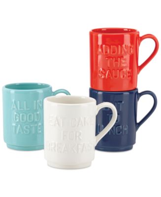 kate spade new york all in good taste Set of 4 Stoneware Mugs - Macy's