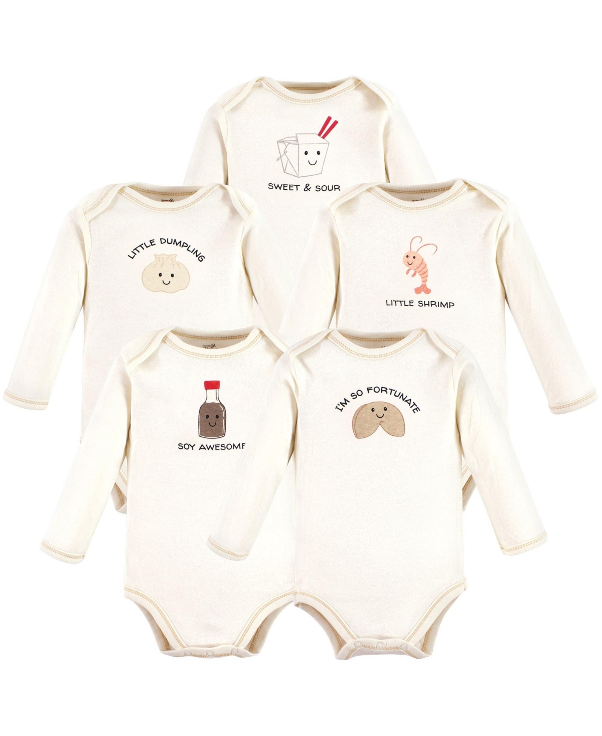 Touched by Nature Baby Boys Unisex Natural Cotton Long-Sleeve One-Piece - Fortune cookie