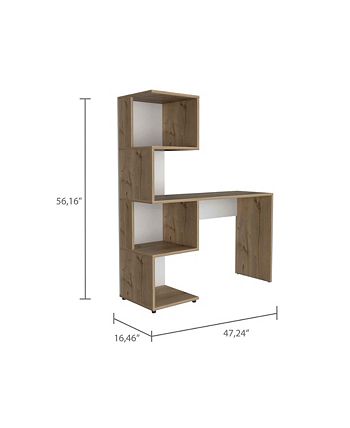 FM FURNITURE Lincoln Computer Desk with Bookcase and 4 Spacious Storage ...