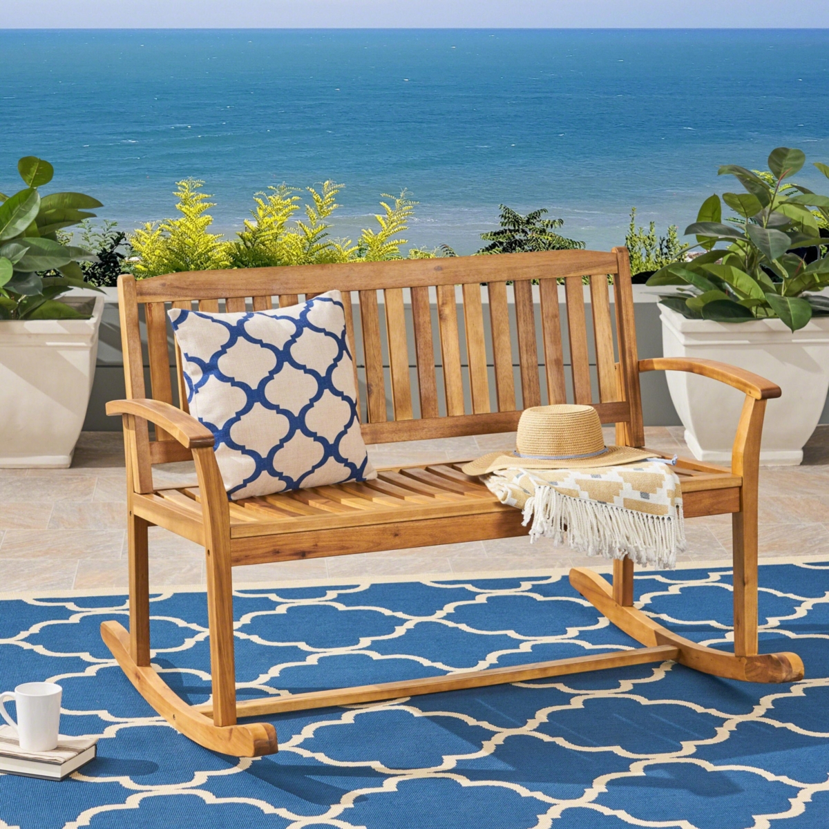Click here for Streamdale Acacia Wood Rocking Love Seat Timeless... prices