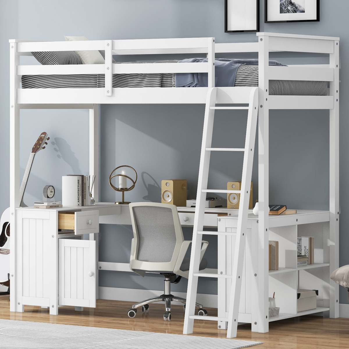 Click here for Streamdale Twin Loft Bed with Desk  Drawers & Shel... prices