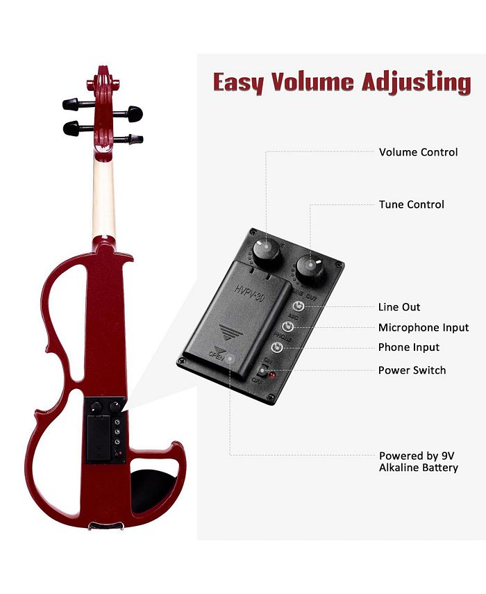 Yescom 4/4 Full Size Electric Violin Wood Silent Fiddle Fittings ...