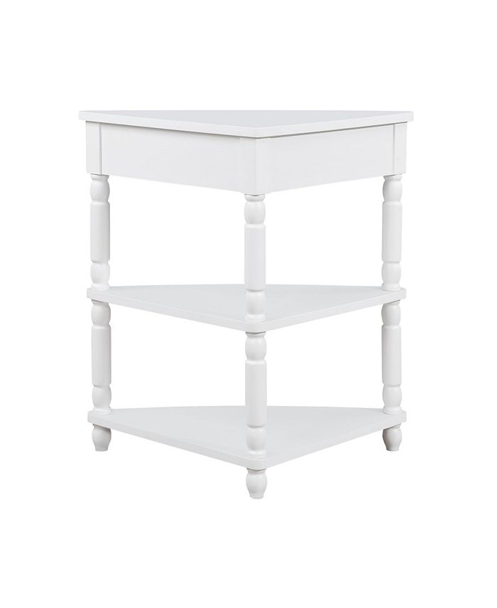 Simplie Fun Space-Saving Triangular Corner Table with Solid Wood Legs ...